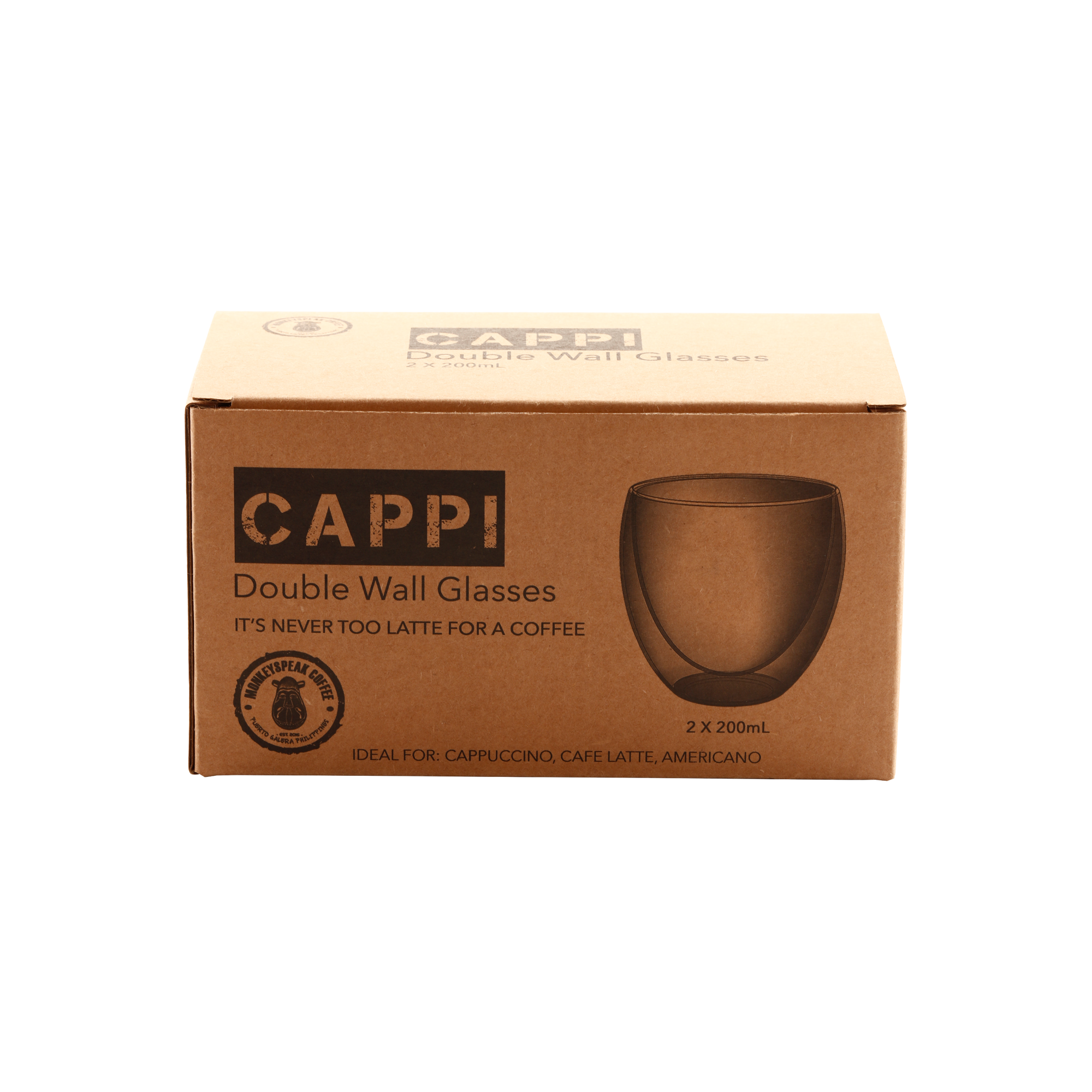 Cappi Double Wall Espresso Glass 200ml – Monkeyspeak Coffee