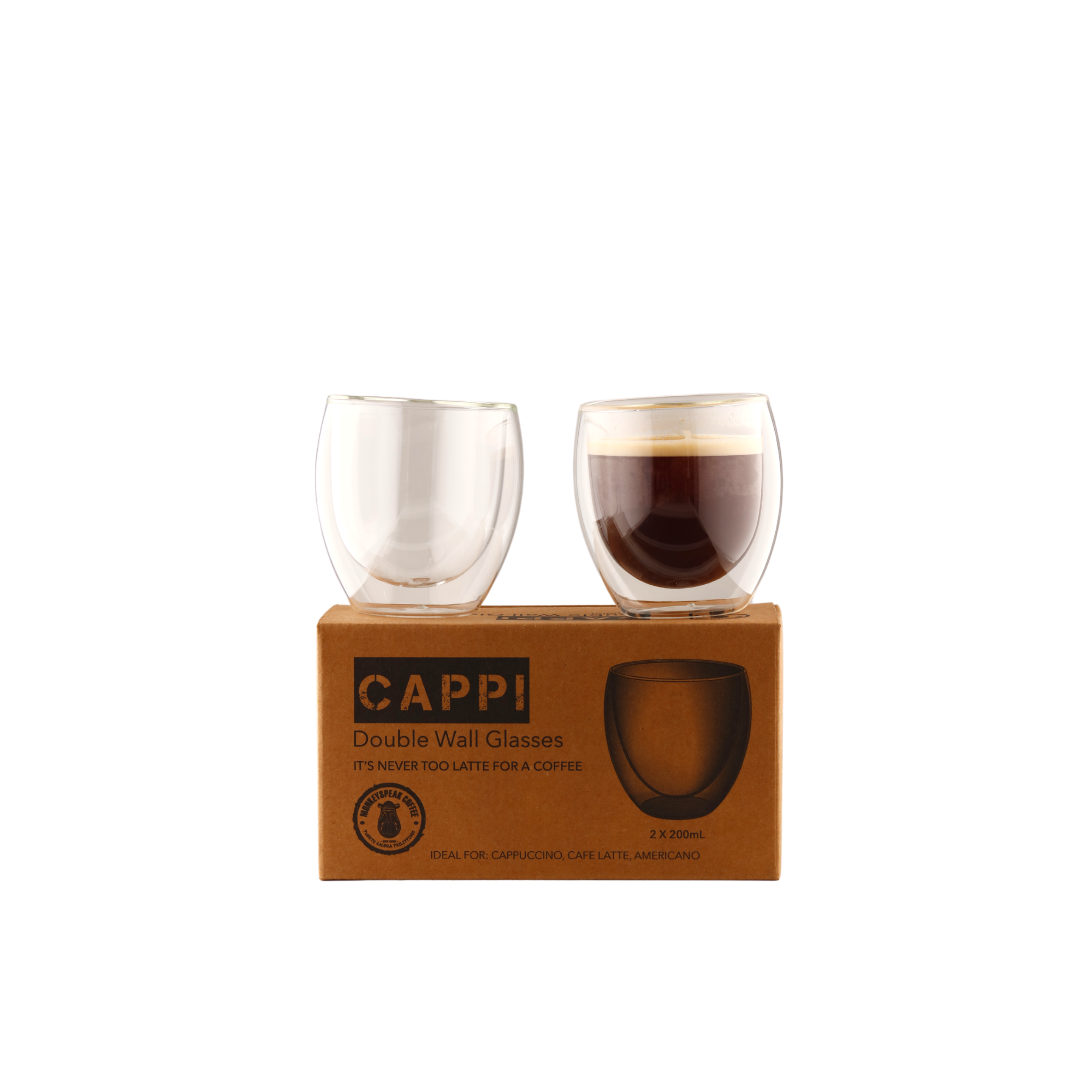 Cappi Double Wall Espresso Glass 200ml – Monkeyspeak Coffee