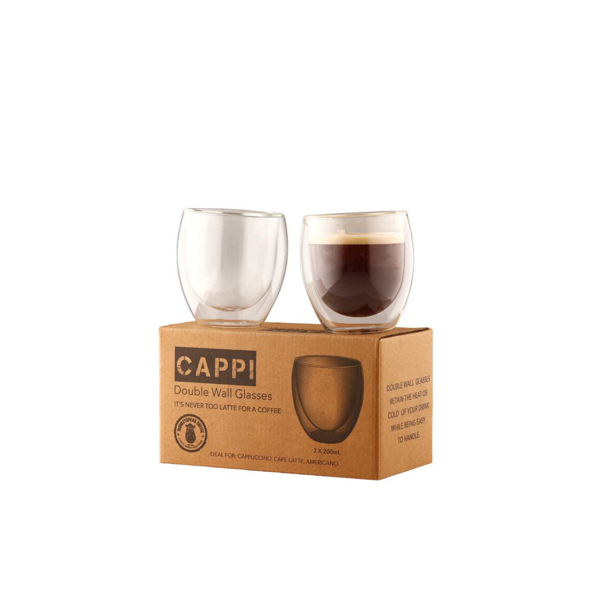 Cappi Double Wall Espresso Glass 200ml – Monkeyspeak Coffee